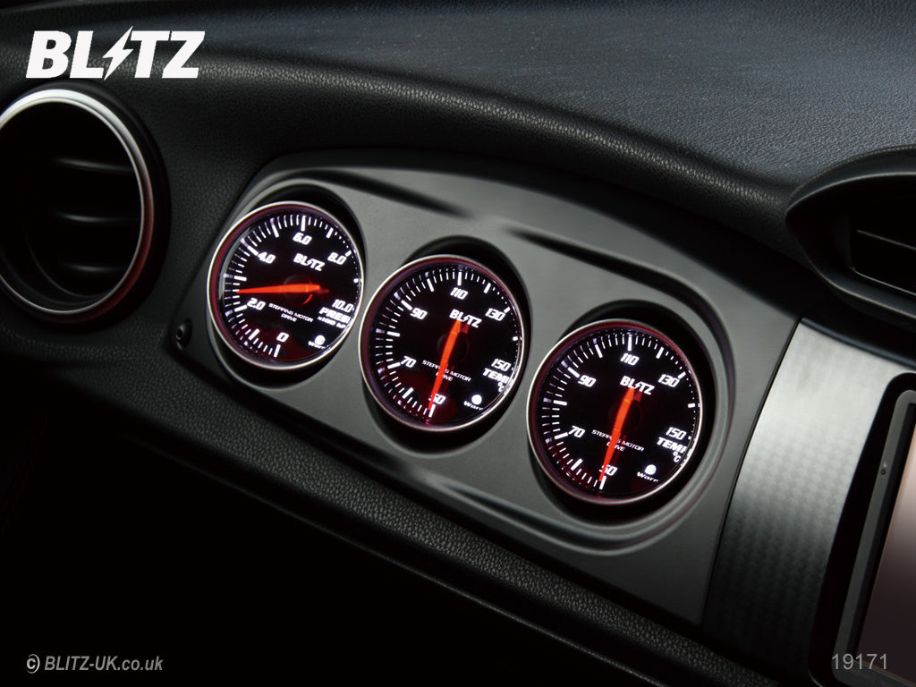 Blitz Racing Meter Panel - Black + Temp, Temp & Pressure Red SD Gauges ...